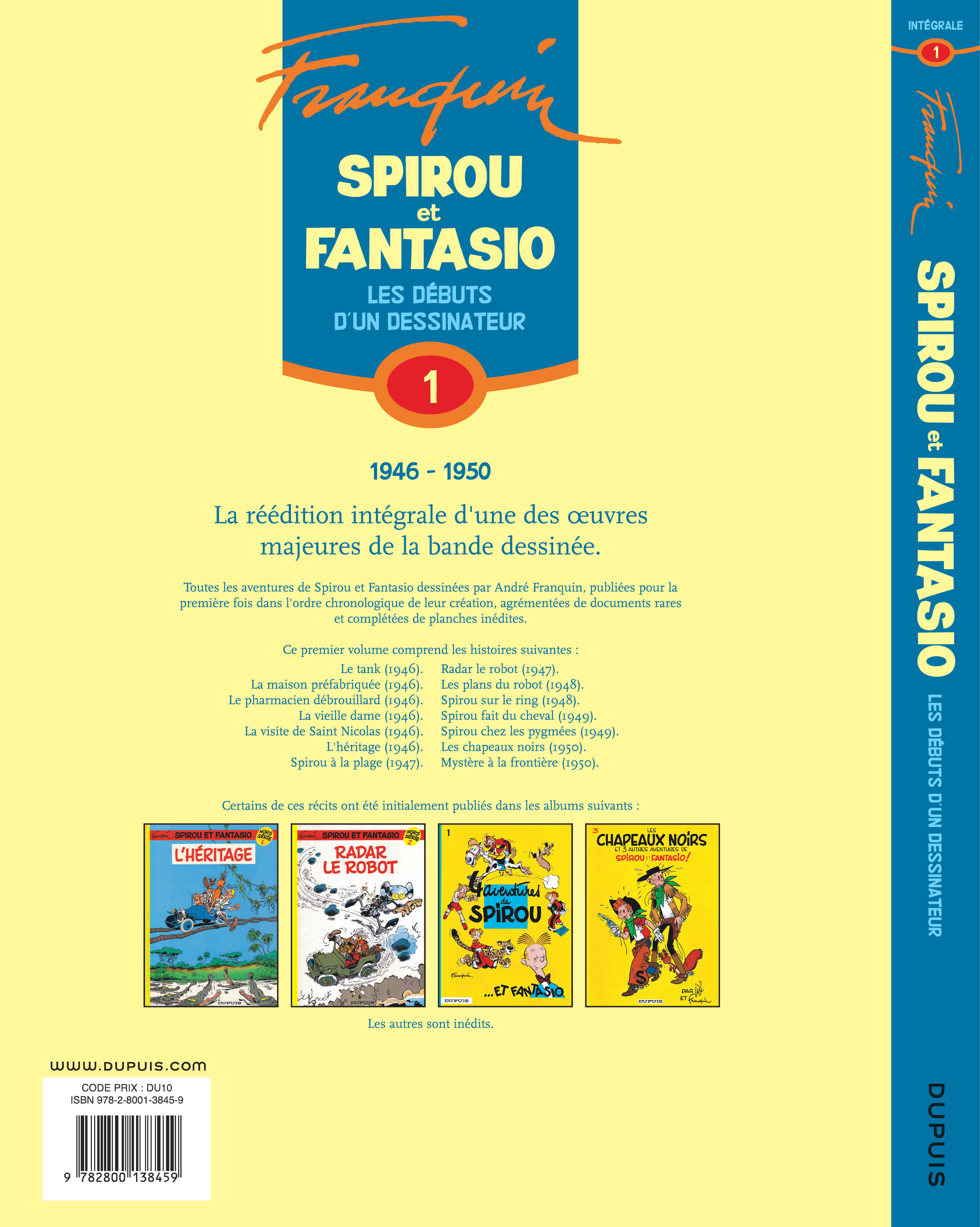 Spirou et Fantasio - L'intégrale – Tome 1 – Les débuts d'un dessinateur ...