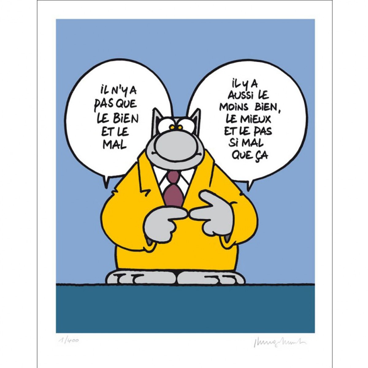 Sérigraphie Le chat de Geluck, Bien et mal - Sérigraphies