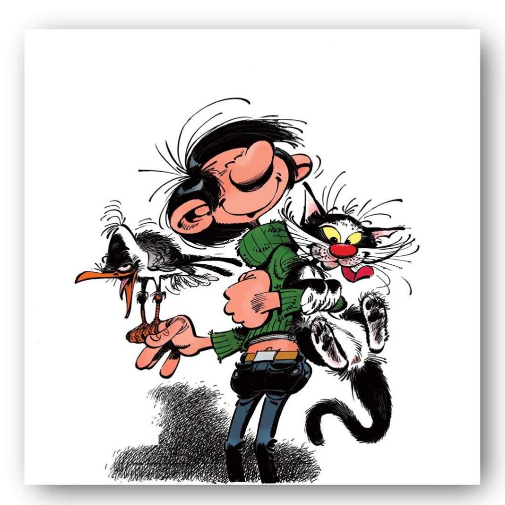 Tableau Gaston Lagaffe - Gaston et ses animaux - 60 x 60 cm: Toiles et ...