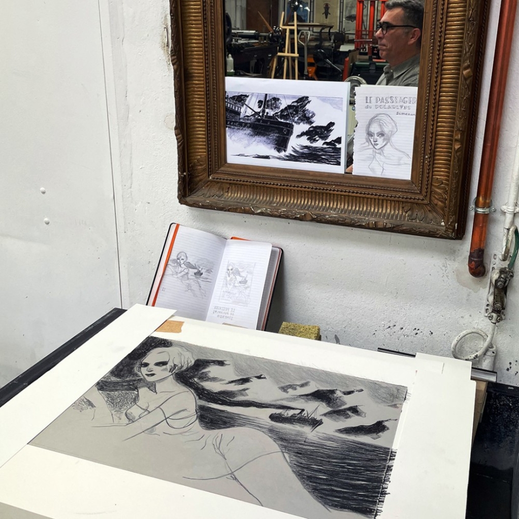 Lithographie Christian Cailleaux, Le passager du Polarlys: Tirages d ...