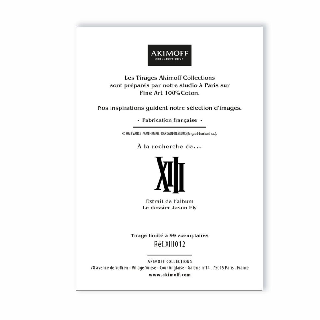 Tirage d'art XIII - Jones - Akimoff: Tirages d'art BD par Vance, Jean ...